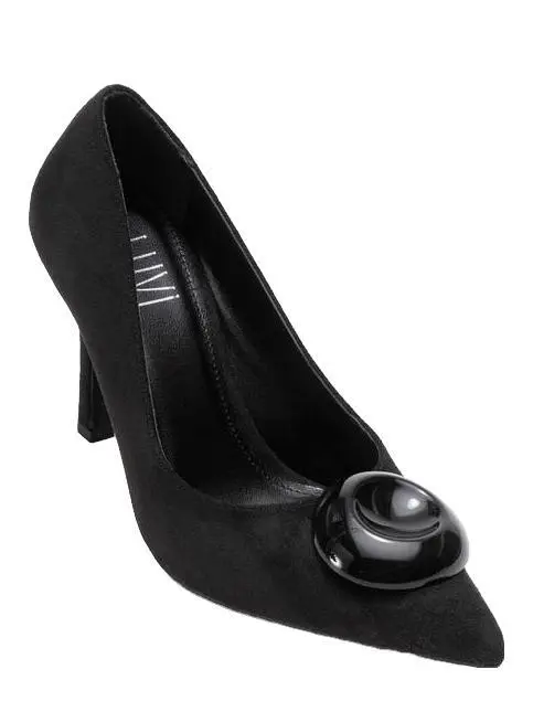 PROLOGUE SHOES Jordana Pointed Toe Pump - Black Suede