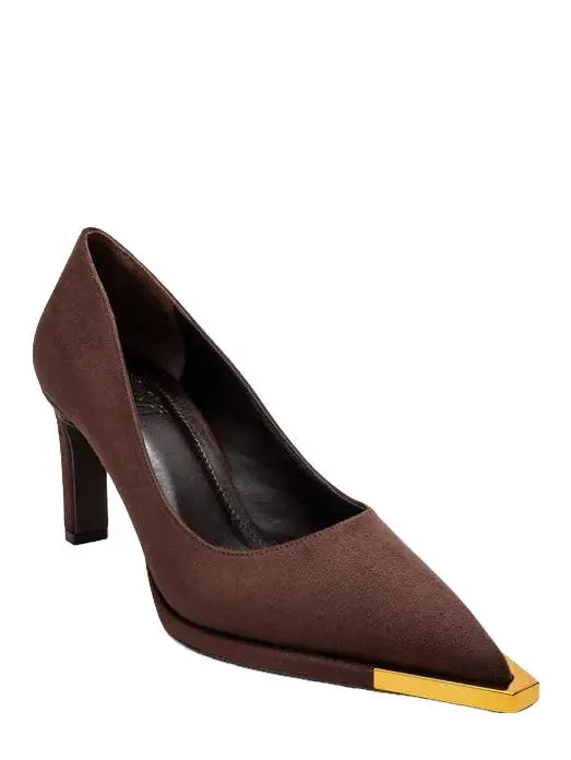 PROLOGUE SHOES Liora Pointed Toe Pump - Brown Suede