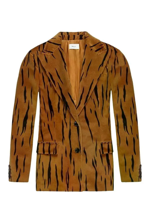 Bally Tiger-print Velvet Blazer - Neutrals