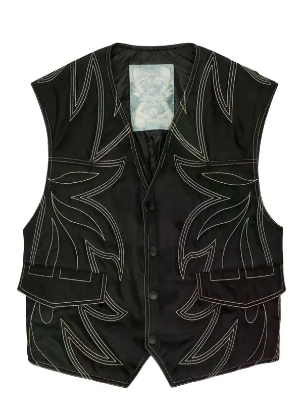 Bally Topstitched Motif Gilet - Black