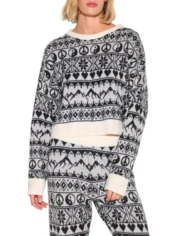 Spiritual Gangster Fair Isle Diamond Crewneck Sweater - Winter White