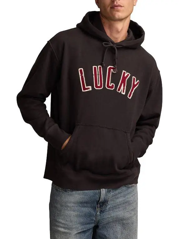 Lucky Brand Arch Logo Appliqué Hoodie - Navy