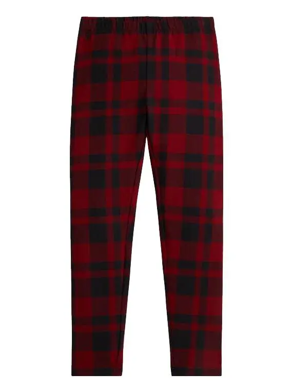 Polo Ralph Lauren Plaid Stretch Jersey Leggings - Edged Overcheck Holiday Red
