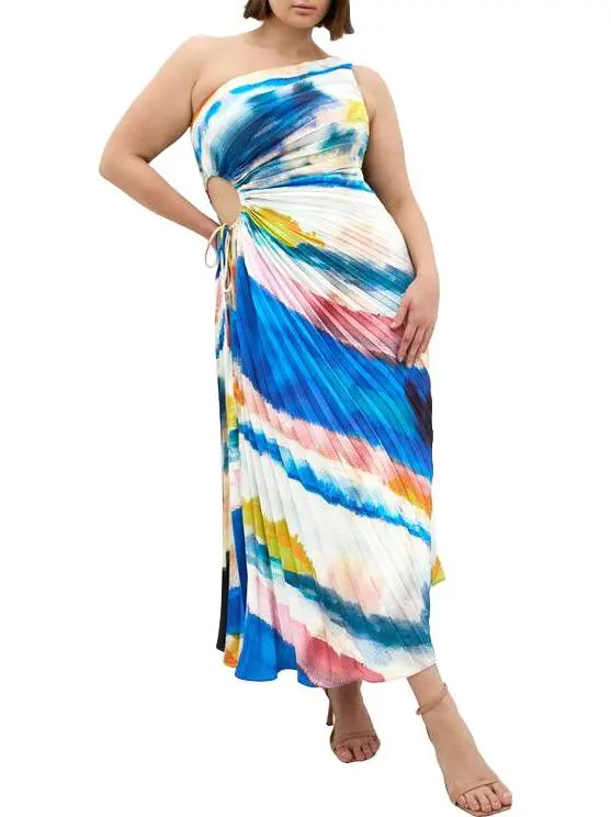 City Chic Aliza Print Cutout One-shoulder Maxi Dress - Facet