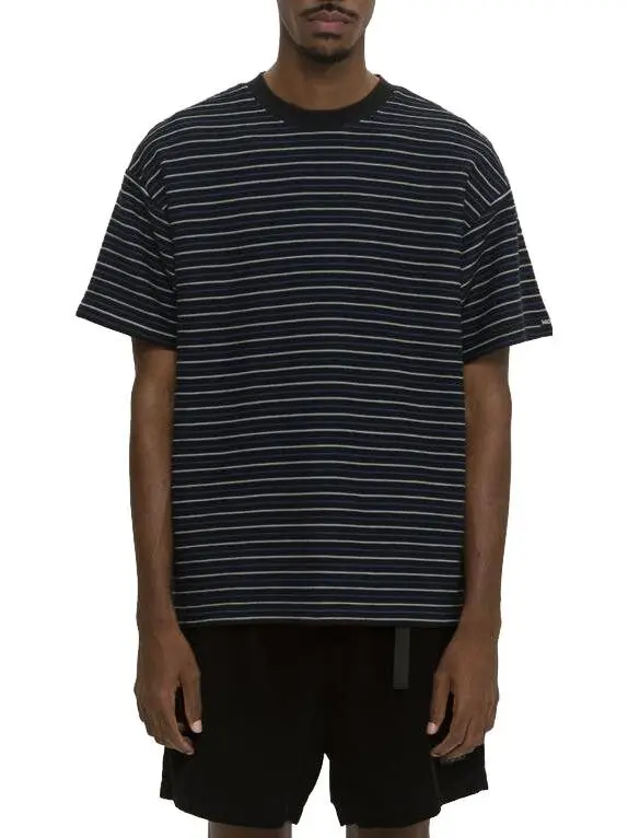 MAUI & SONS Texture Stripe T-shirt - Black/blue
