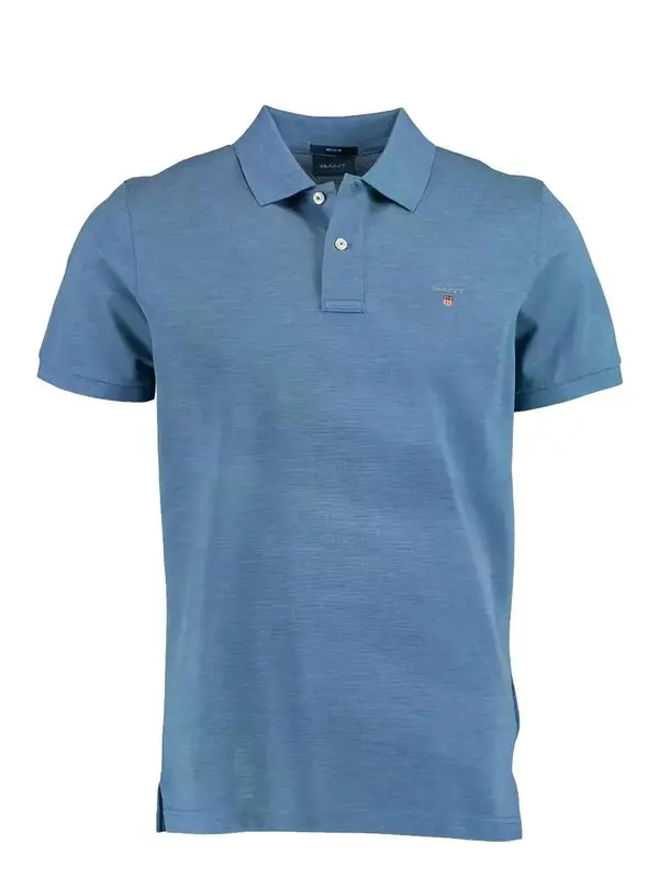 Gant Pique Short-sleeve Shirt - Blue