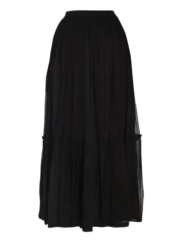 Saint Laurent Midi Skirt With Ruffle Detailing - Black