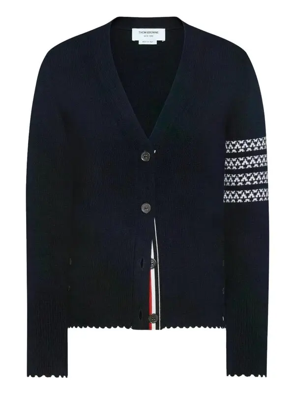 Thom Browne V-neck Four-stripe Cardigan - Blue