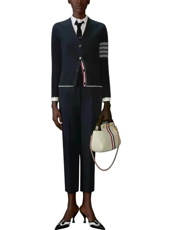 Thom Browne V-neck Four-stripe Cardigan - Blue