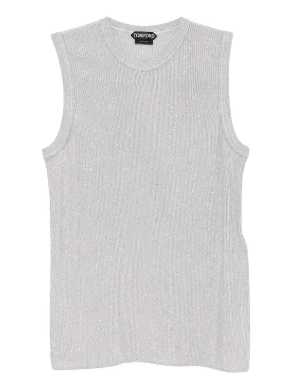 TOM FORD Sequin-embellished Ribbed Tank Top - Grey
