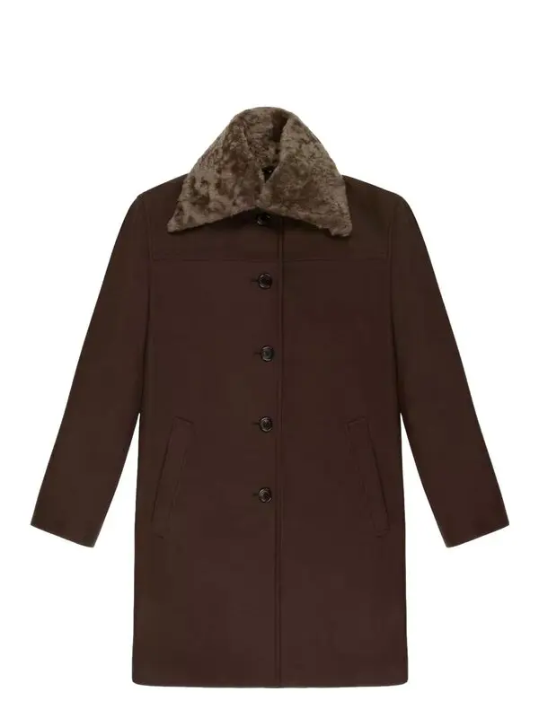 Bally Wool Coat With Shearling Collar - Brown