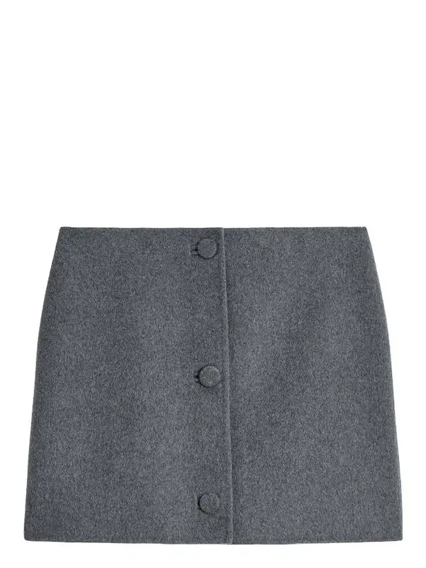 Cos Buttoned Double-faced Wool Mini Skirt - Gray
