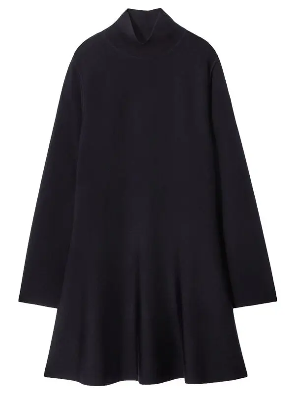 Cos Flared Turtleneck Wool Mini Dress - Navy