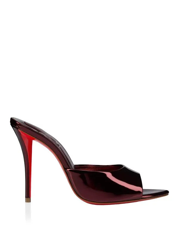 CHRISTIAN LOUBOUTIN Miss Z Patent Leather Mules - Brown