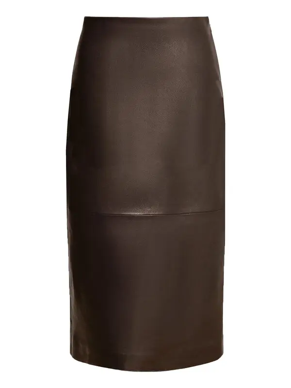 KALLMEYER Emilee Leather Pencil Skirt - Brown