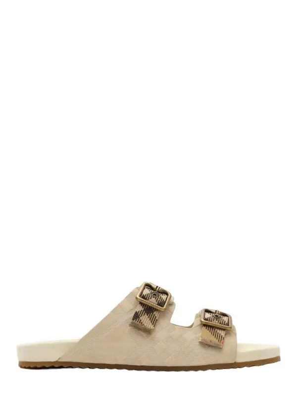 Burberry Check Suede Urchin Sandals - Bake Beige