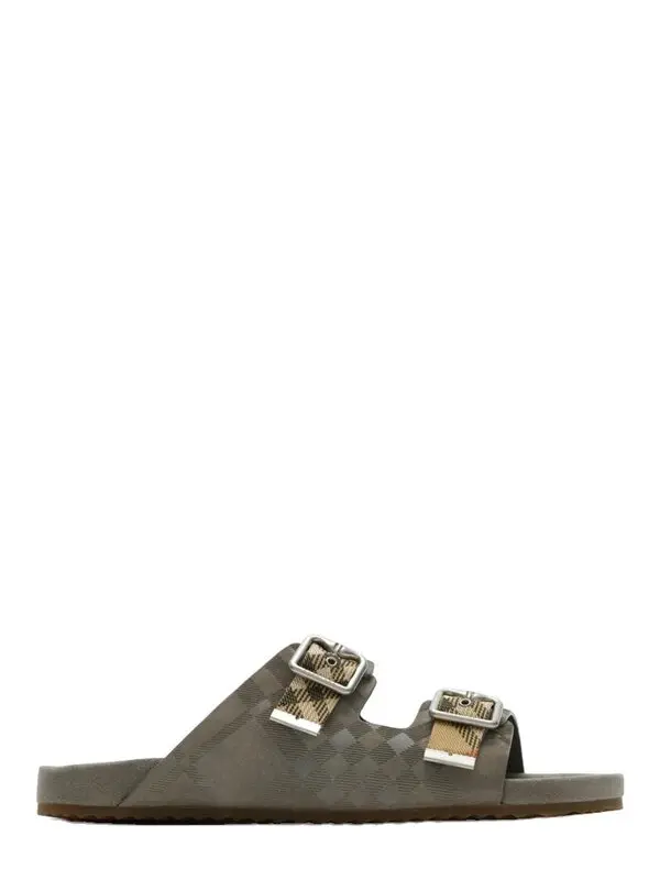 Burberry Check Suede Urchin Sandals - Chino Grey