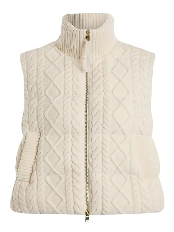 Varley Cable-knit Puffer Vest - Egret
