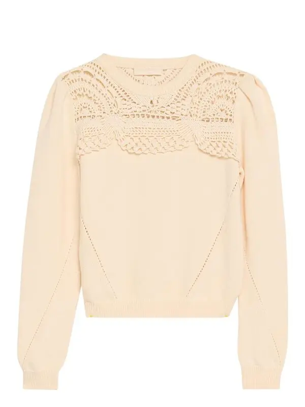 Ulla Johnson Lucette Openwork Crewneck Sweater - Cowrie