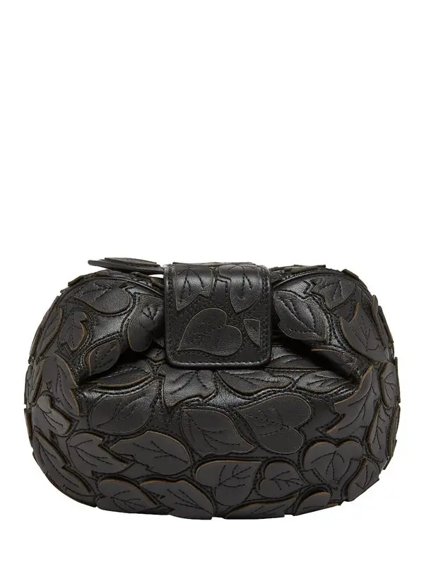 Gabriela Hearst Demi Leaf Applique Nappa Leather Clutch - Black