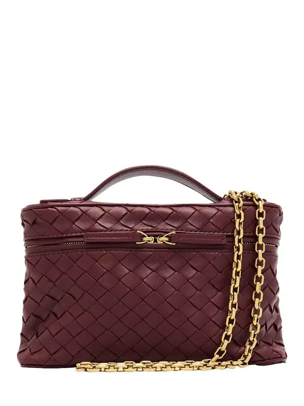 Bottega Veneta Small Intrecciato Leather Crossbody Bag - Maroon