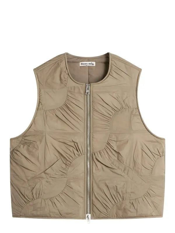 STORY MFG. Pluto Zip Up Padded Vest - Khaki