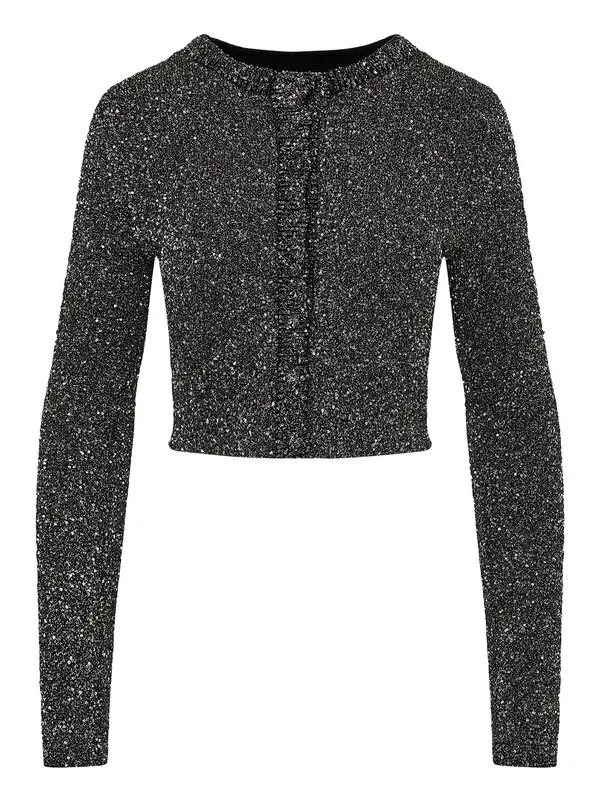 LoveShackFancy Ferra Sequin Cardigan - Black