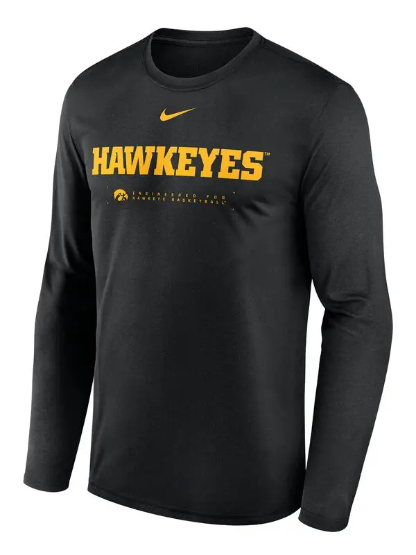 Nike Iowa Courtside Basketball Shootaround Legend Dri-fit College Long-sleeve T-shirt - Black