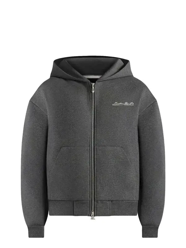 Manière De Voir Dual-zip Relaxed-fit Hoodie With Embroidered Logo - Grey