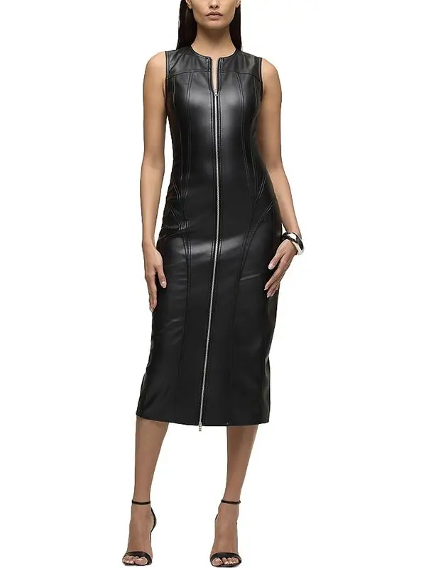 Hudson Jeans Faux Leather Sleeveless Dress - Black