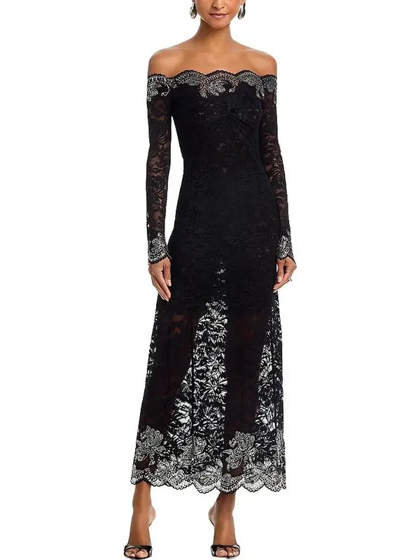 Rabanne Embellished Lace Maxi Dress - Black
