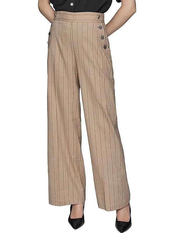 Karl Lagerfeld Paris Stripe Straight Leg Pants - Cartouche