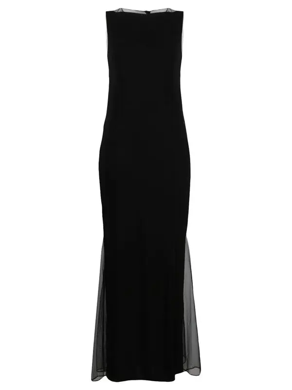 Helmut Lang Sheer-paneled Flared Dress - Black