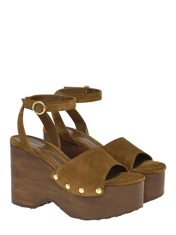 GIANVITO ROSSI Wedge Sandals - Brown Suede