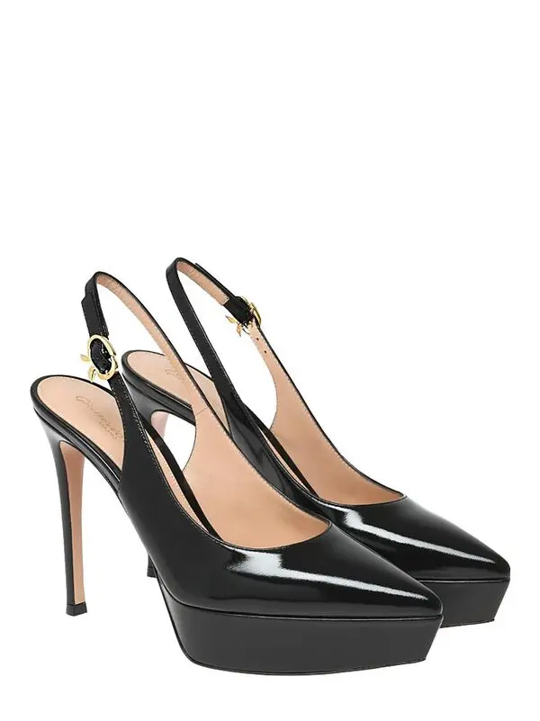GIANVITO ROSSI Dasha Slingback Pumps - Black Nappa Leather