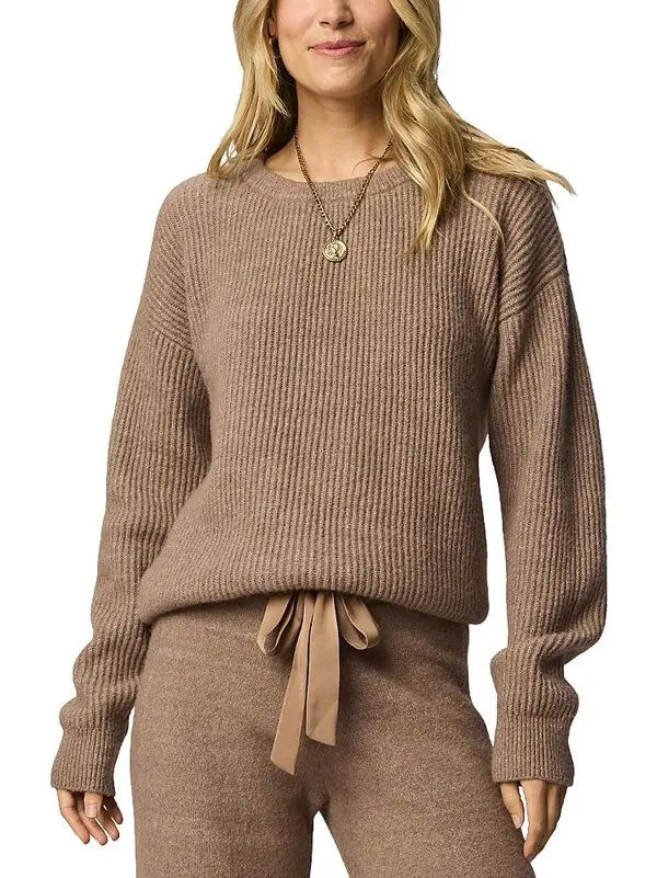 Splendid Stassi Satin Tie Sweater - Macchiato