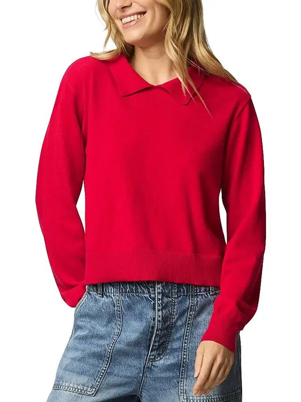 Splendid Phoebe Polo Sweater - Rouge