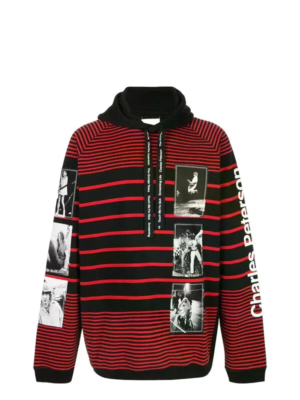 TAKAHIROMIYASHITA THESOLOIST. Band Graphic Stripe Hoodie - Red
