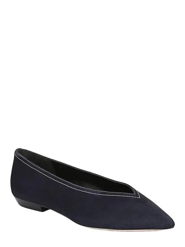 Veronica Beard Bancroft Pointed Flats - Navy