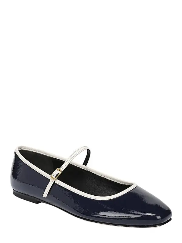 Veronica Beard Ellie Mary Jane Flats - Navy/ecru