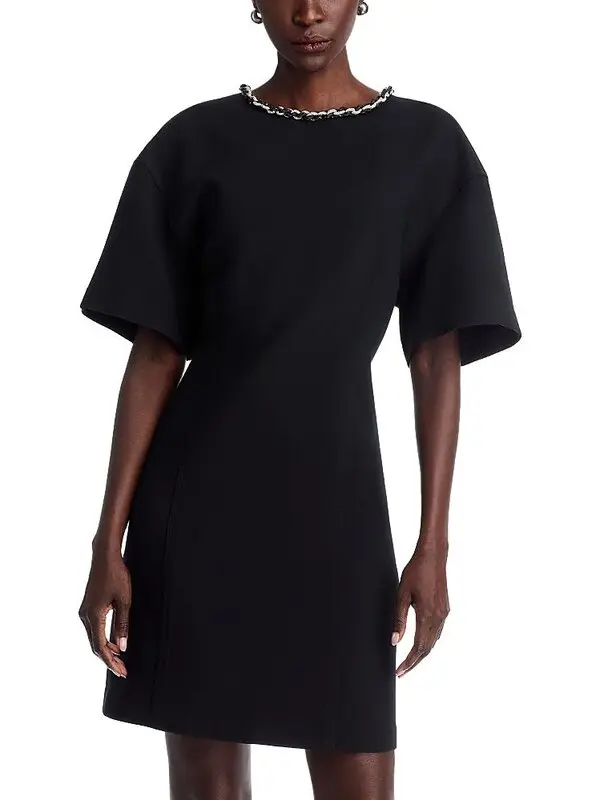 Lafayette 148 New York Detachable Crystal Necklace Dress - Black
