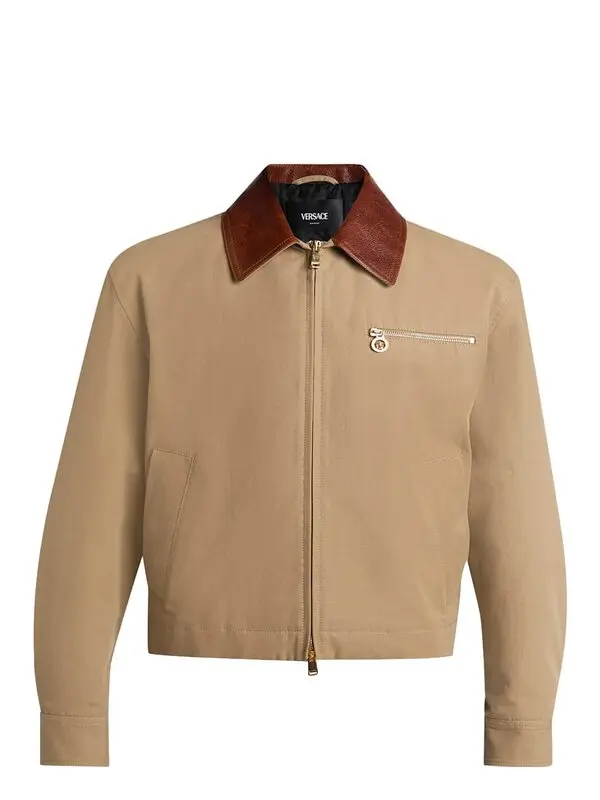 Versace Leather Collar Blouson Jacket - Warm Beige