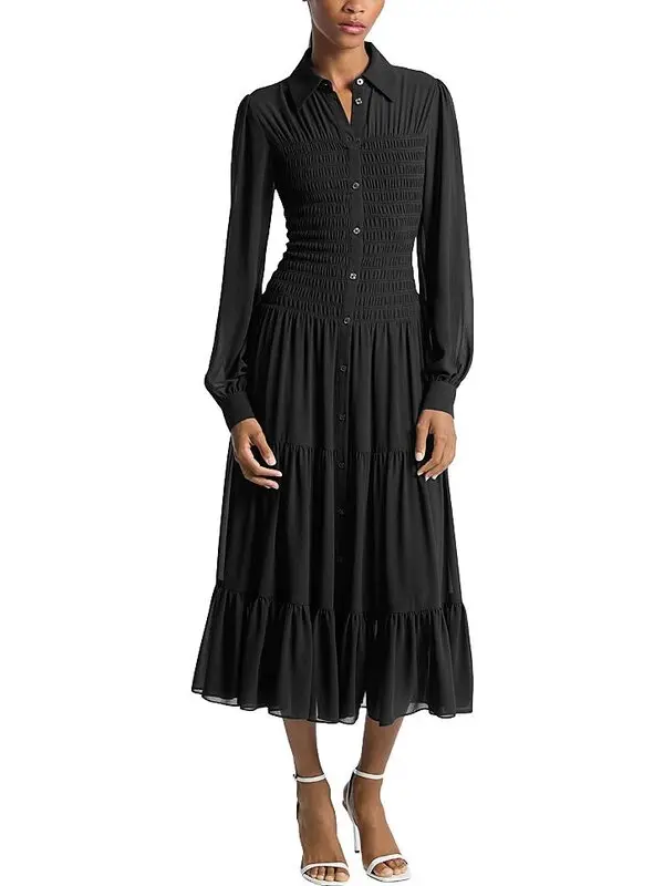 Michael Kors Smocked Shirtdress - Black