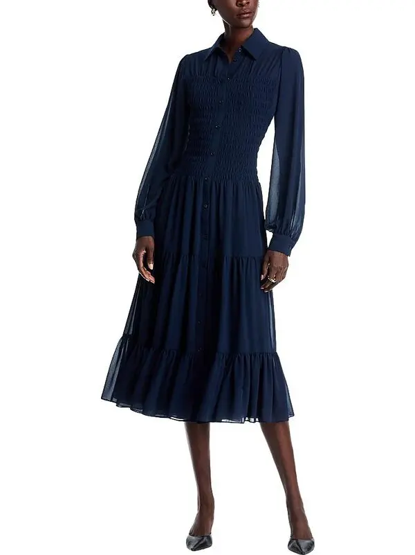 Michael Kors Smocked Shirtdress - Midnight Blue