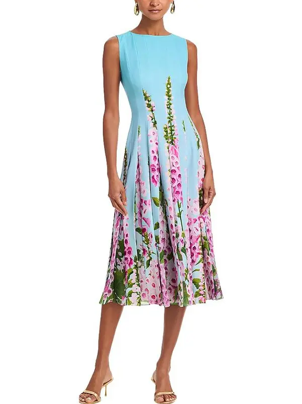 Oscar De La Renta Degrade Foxglove Chiffon Inset Dress - Lilac/sky