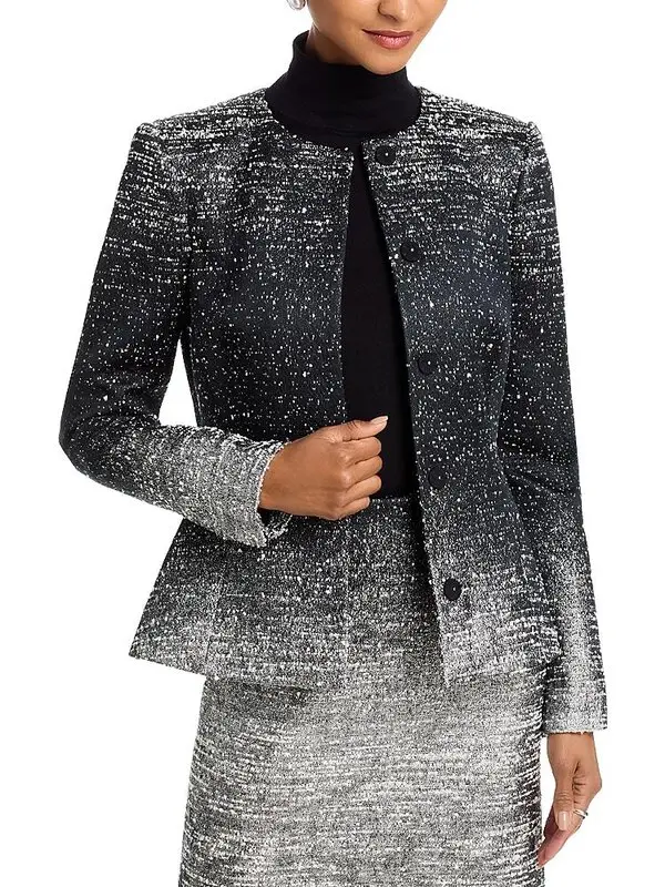 Oscar De La Renta Ombre Boucle Jacquard Jacket - Black/ivory