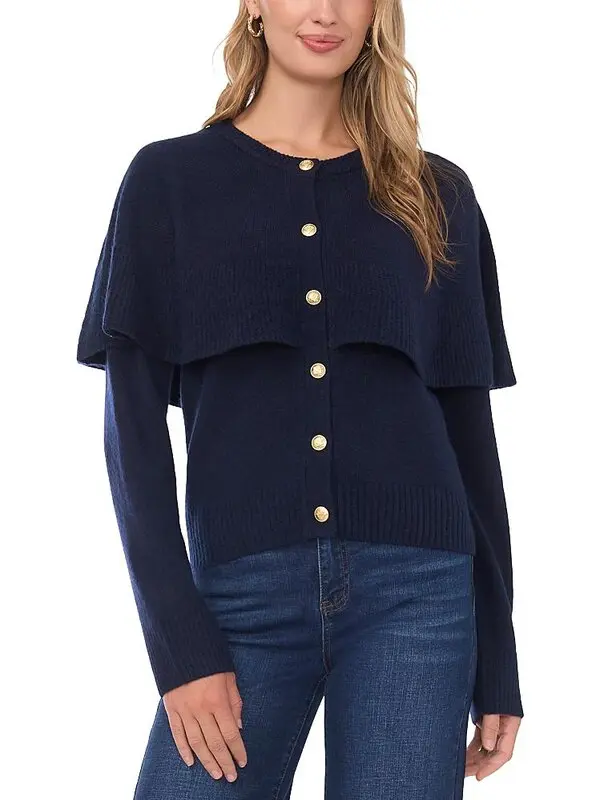 Vince Camuto Shawl Crewneck Cardigan - Classic Navy