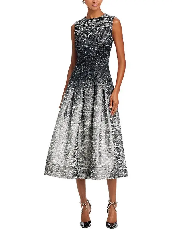 Oscar De La Renta Ombre Boucle Jacquard Dress - Black/ivory