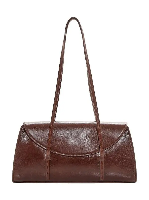 REFORMATION Elena Leather Shoulder Bag - Chestnut