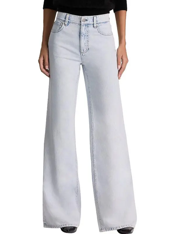 Alice + Olivia High-rise Wide-leg Jeans - Dark Light Indigo